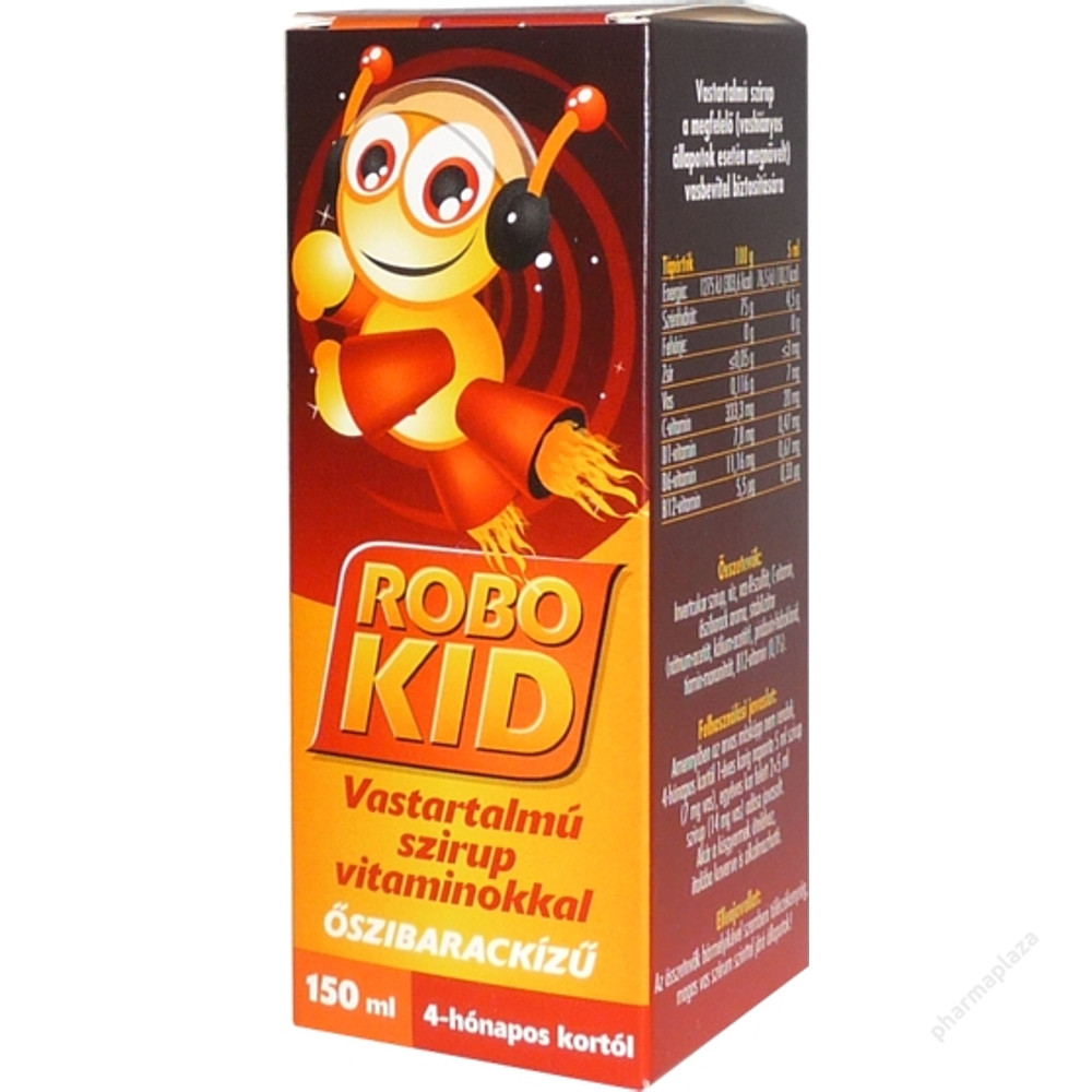 RoboKid vas tartalmú szirup őszibarackos 150ml