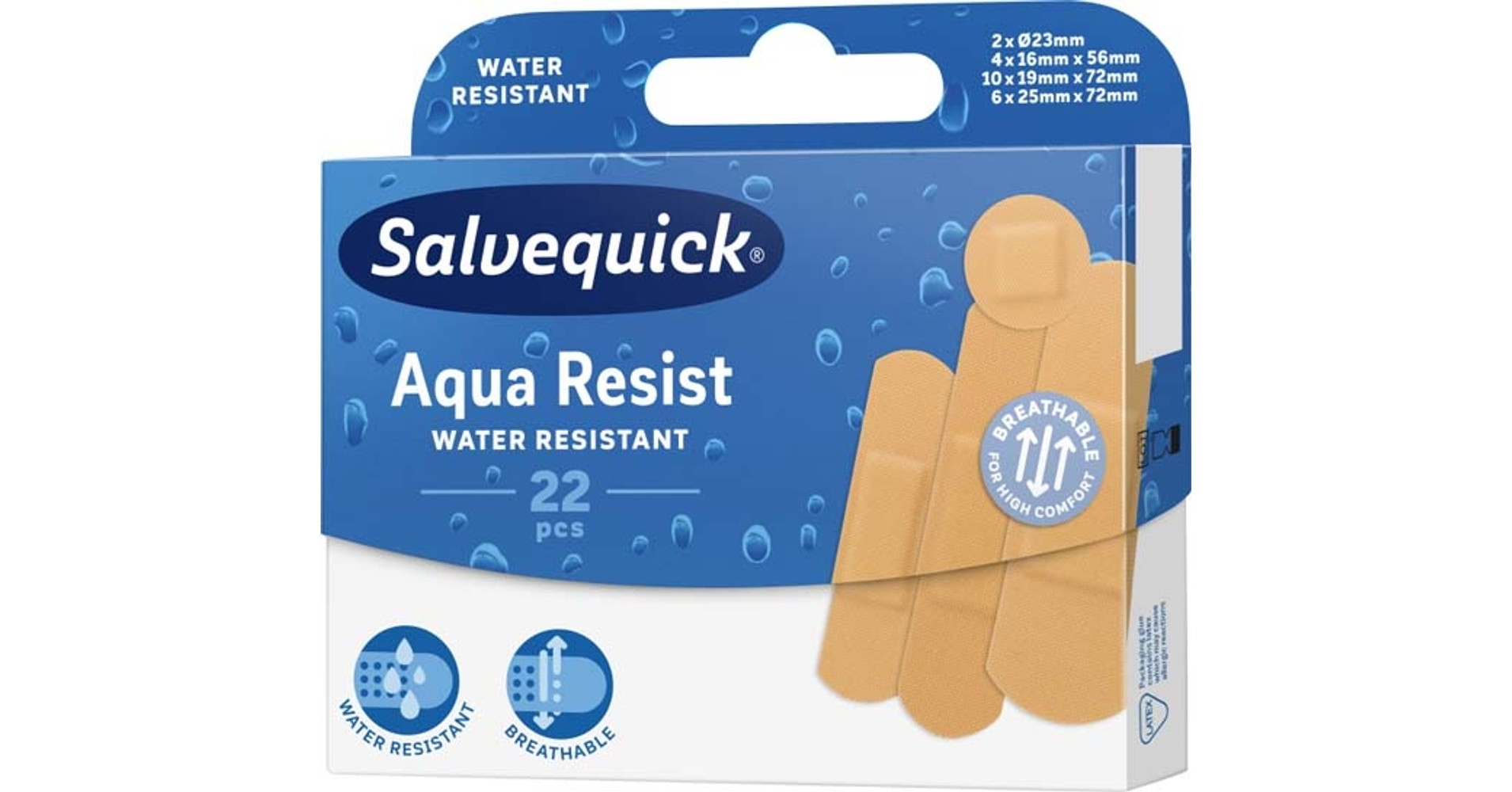 Salvequick vízálló sebtapasz 4 méret 22X