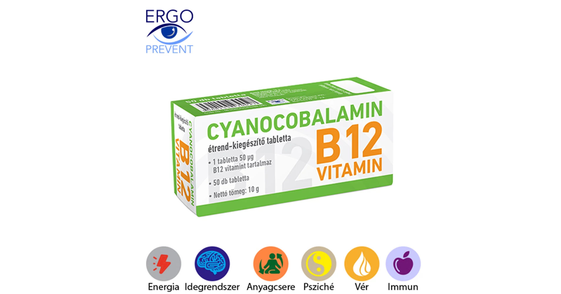 Cyano cyanocobalamin-B12 vitamin tabletta 50x
